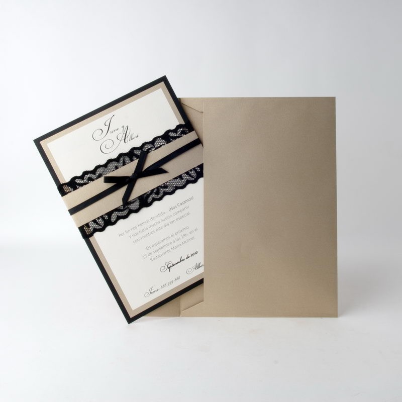 Invitación de Boda vintage lacito negro ️ Con Envío GRATIS